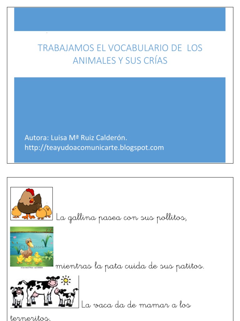 Trabajamos El Vocabulario de Los Animales y Sus Crías