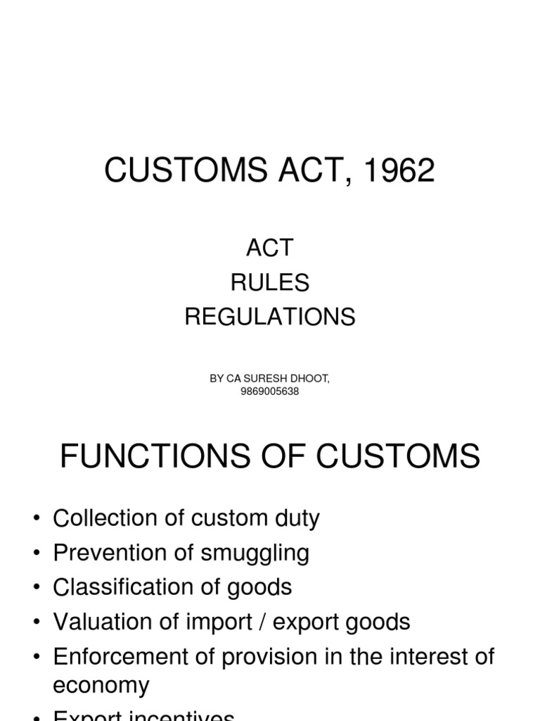Customs Act | Customs | Exports