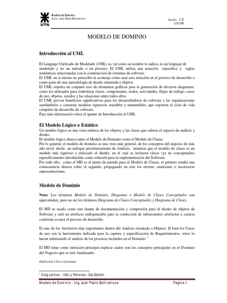 Modelo de Dominio PDF | PDF | Lenguaje de modelado unificado | Objeto ...
