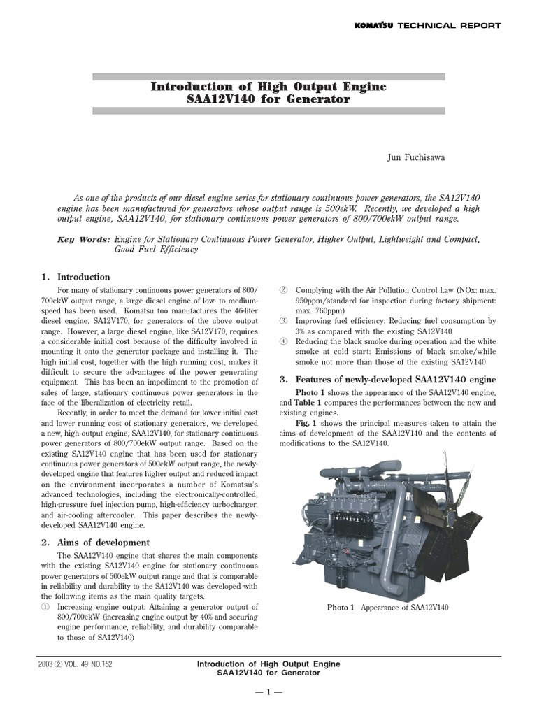 Introduction of High Output Engine SAA12V140 For Generator: Key Words ...