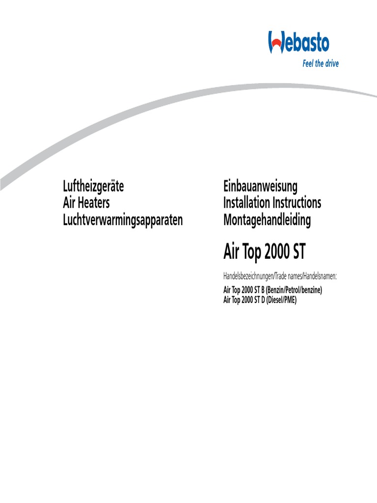 Webasto Airtop 2000ST Installation Instruction | PDF