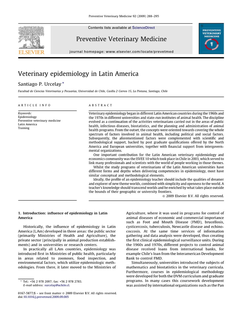 Veterinary Epidemiology in Latin America | PDF | Veterinary Medicine ...
