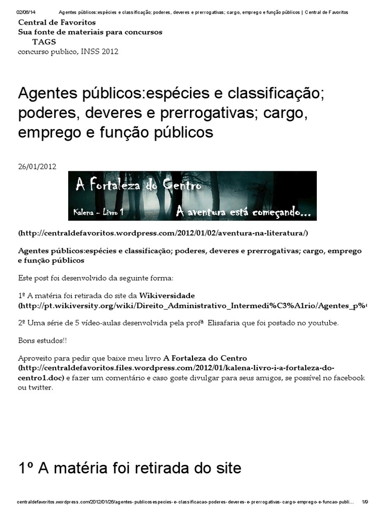 Classificação e Poderes dos Agentes Públicos | PDF | Administração ...
