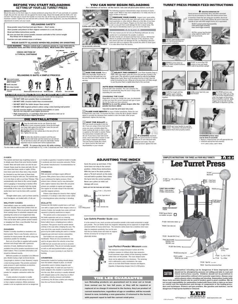Lee Turret Press | PDF | Firearms | Projectile Weapons