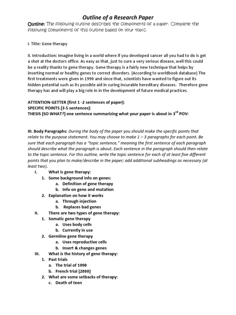 Outline of A Research Paper Apa22 | PDF | Gene Therapy | Mutation