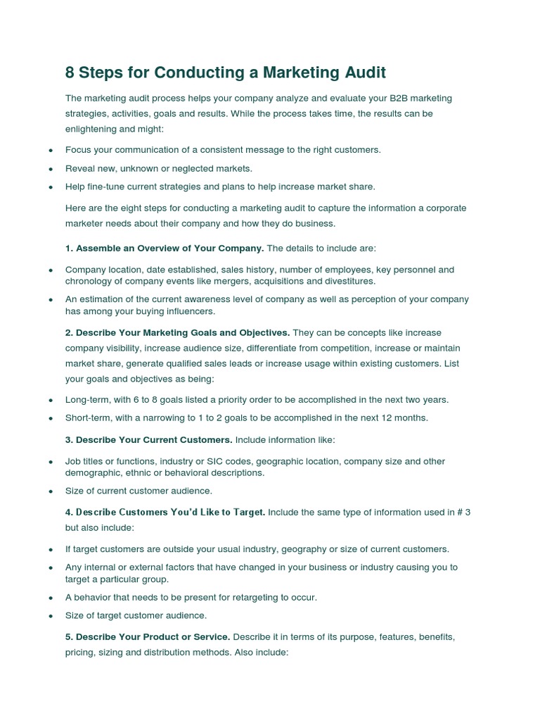 B2B Marketing Audit: 8 Essential Steps | PDF | Business