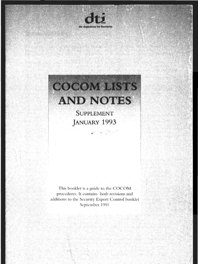 CoCom Lists Supplement - 1993 | Numerical Control | Nuclear Proliferation
