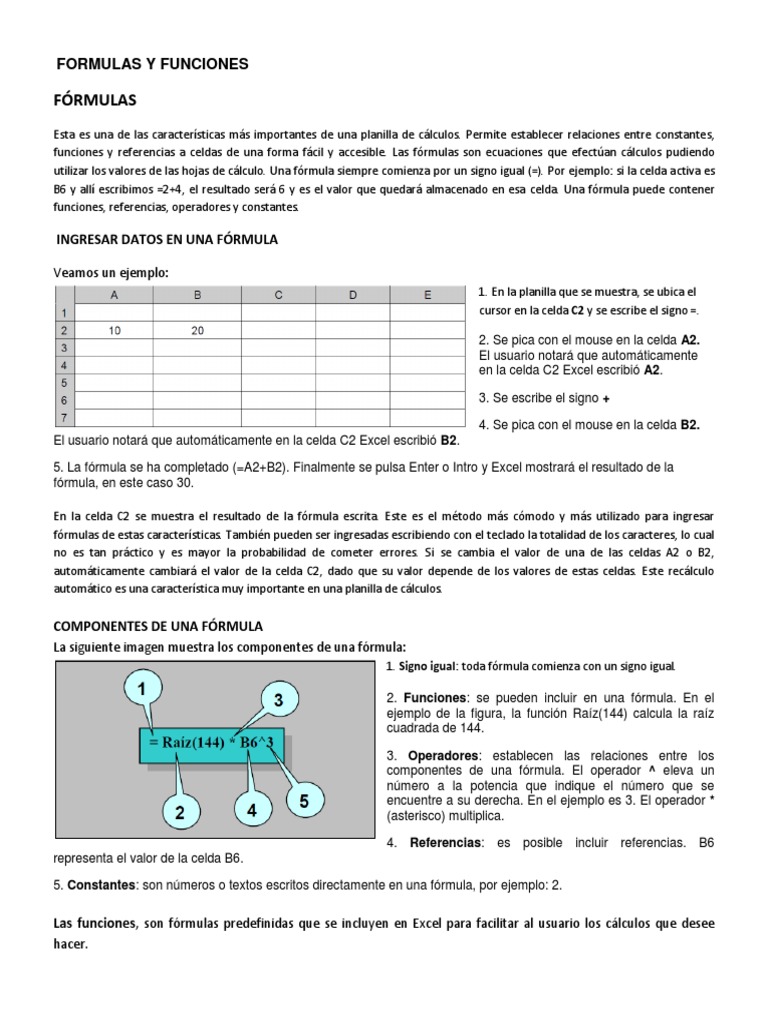 Formulas y Funciones Excel | PDF | Fórmula | Microsoft Excel