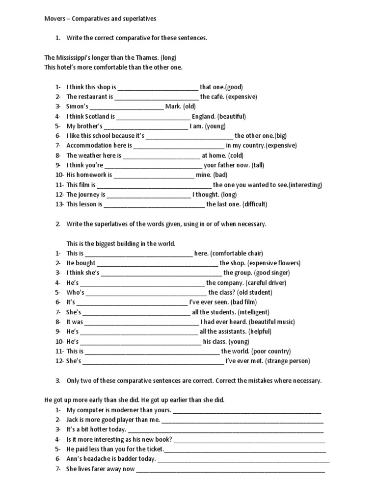 Comparatives and Superlatives Movers | PDF