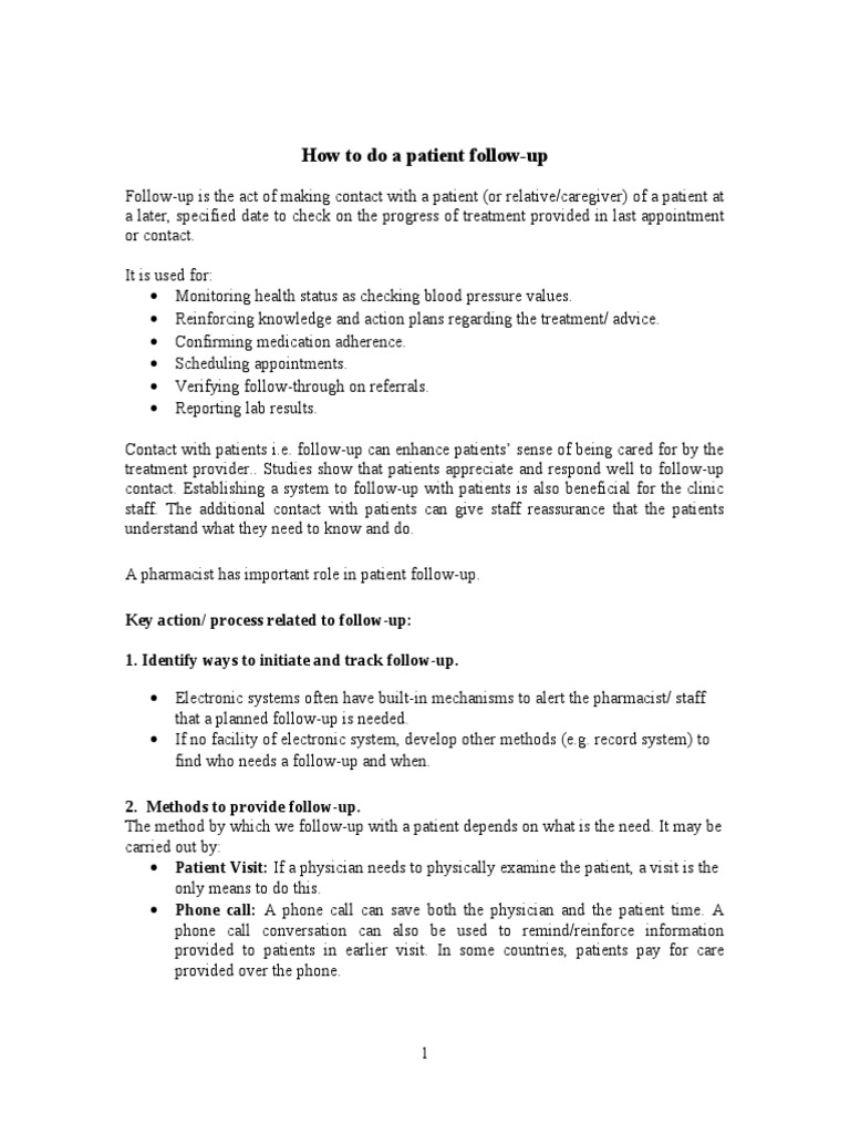 How To Do A Patient Follow-Up | PDF | Patient | Health Sciences
