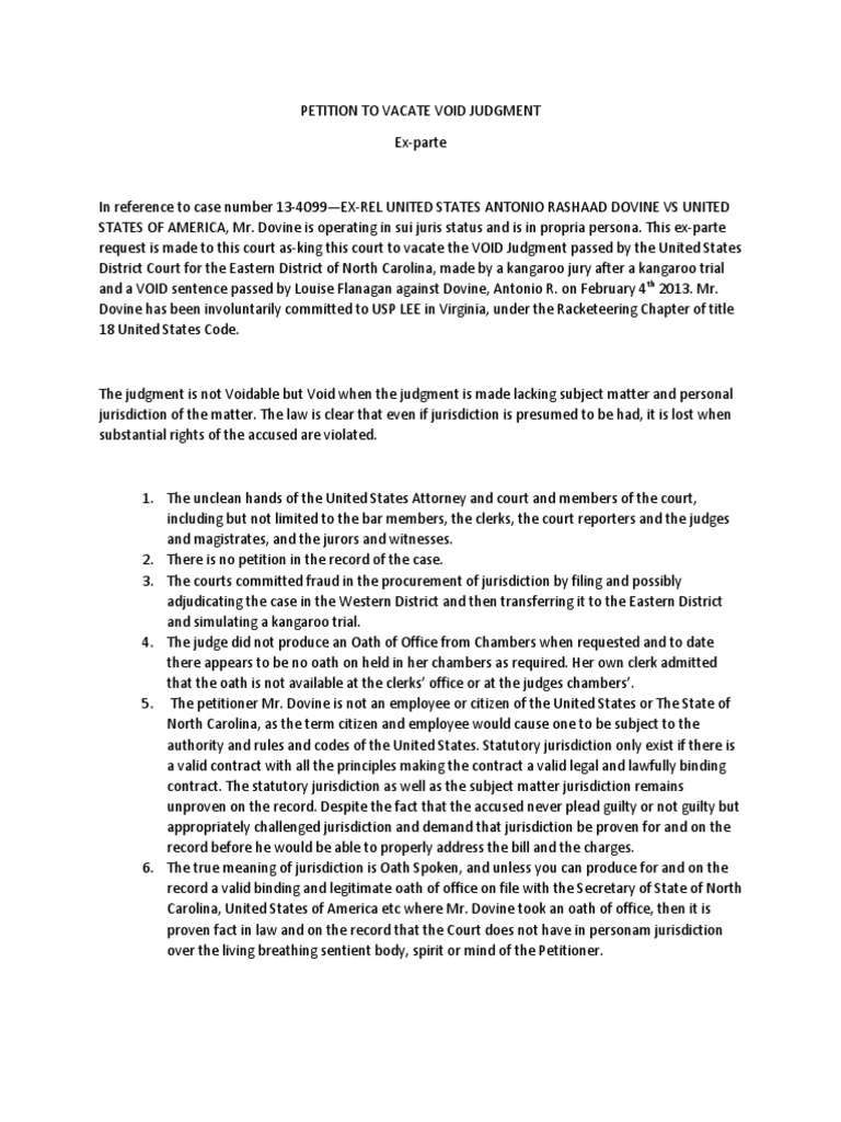 Petition To Vacate Void Judgment | PDF | Arrest | Confession (Law)