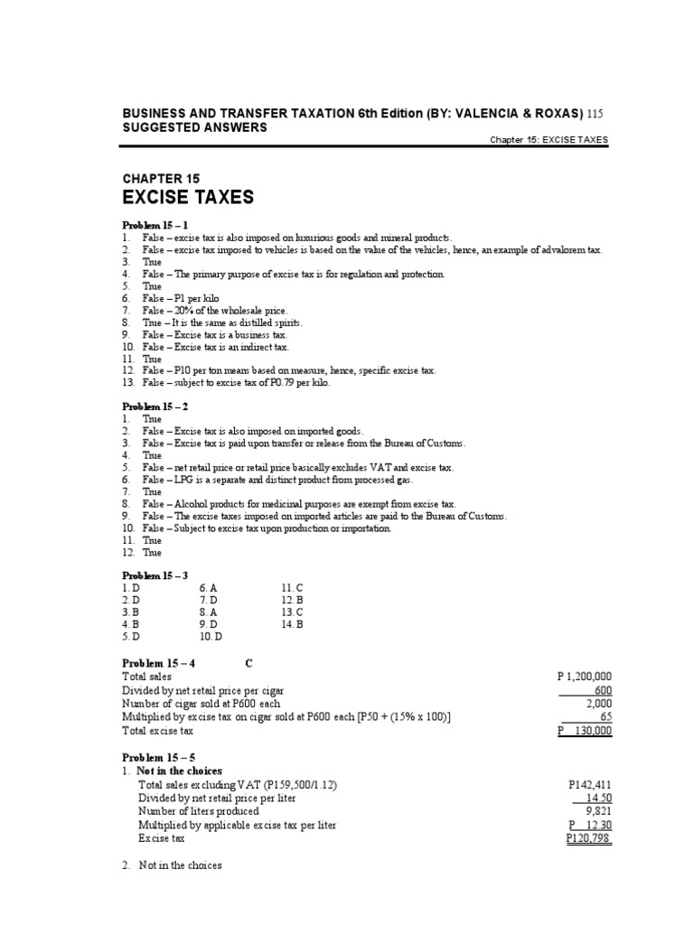 Excise Taxes: Key Concepts and Problems | PDF | Excise | Taxation