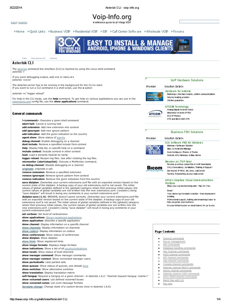 Asterisk CLI - Voip-Info | PDF | Session Initiation Protocol | Command Line Interface