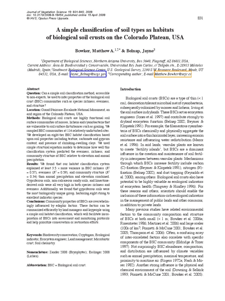 A Simple Classification of Soil Types As Habitats of Biological Soil ...