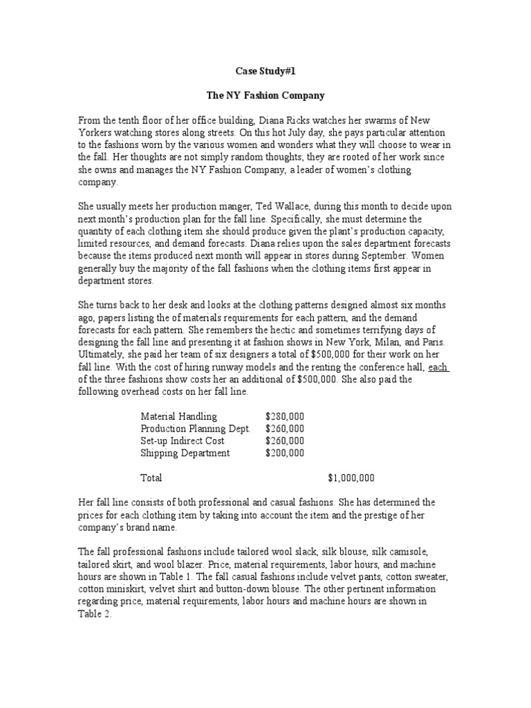 Case Study | PDF | Demand | Fashion