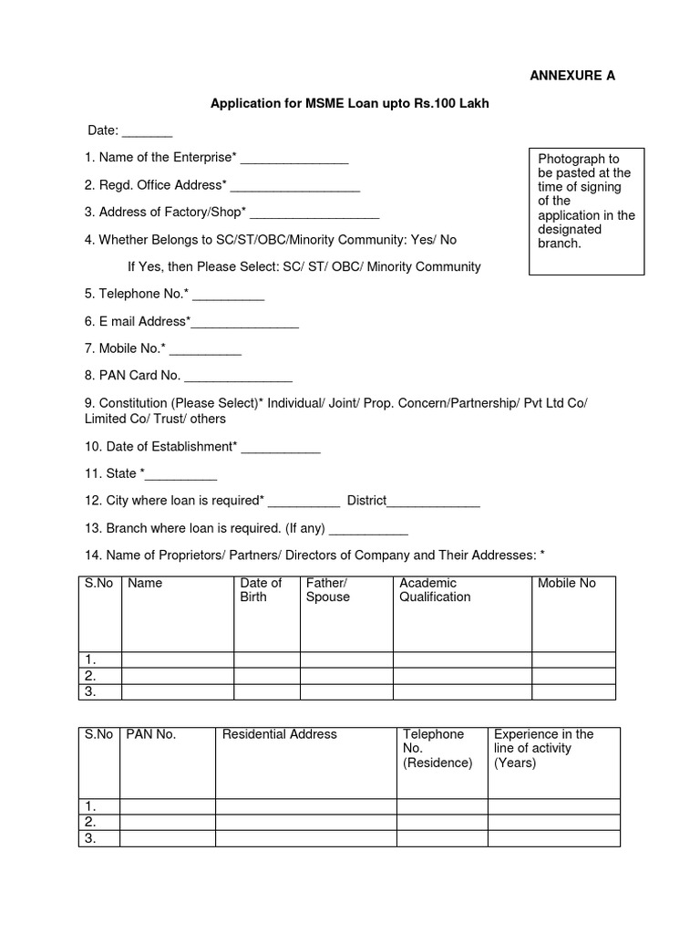 Annexure-A Common Loan Appl | PDF | Credit (Finance) | Identity Document