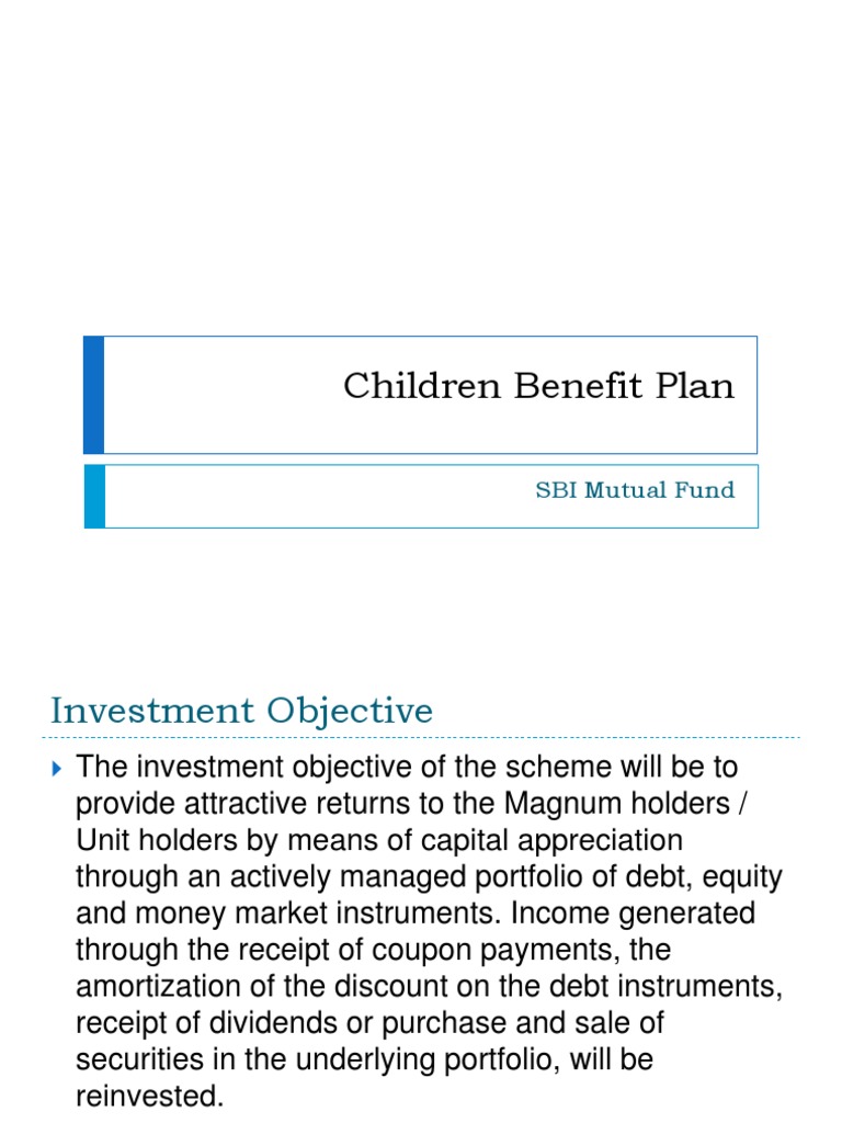 SBI Children's Benefit Plan Overview | PDF | Active Management | Investing