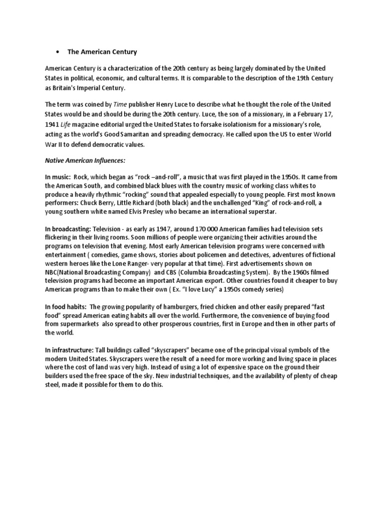 American Century | PDF | The United States | Entertainment (General)