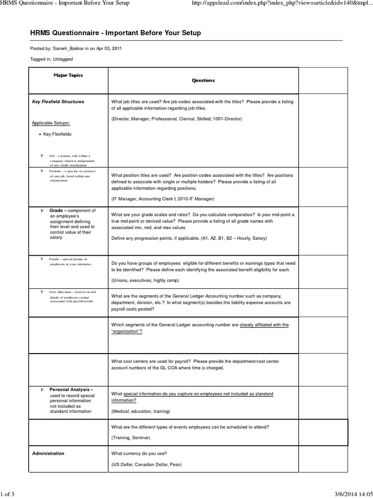 HRMS Survey Preparation Guide | PDF | Payroll | Employment