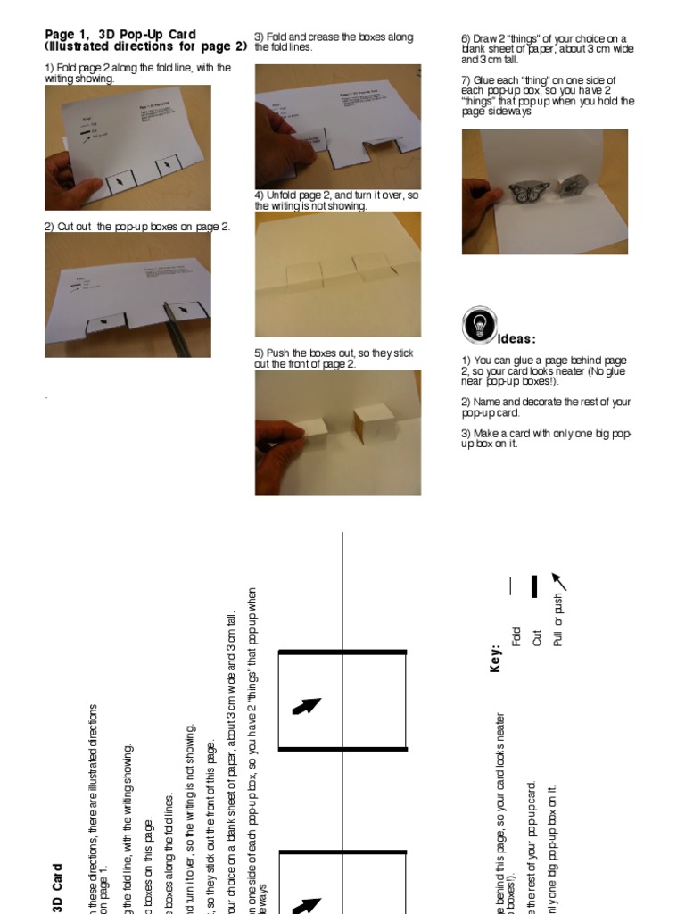 Page 1, 3D Pop-Up Card (Illustrated Directions For Page 2) | PDF ...