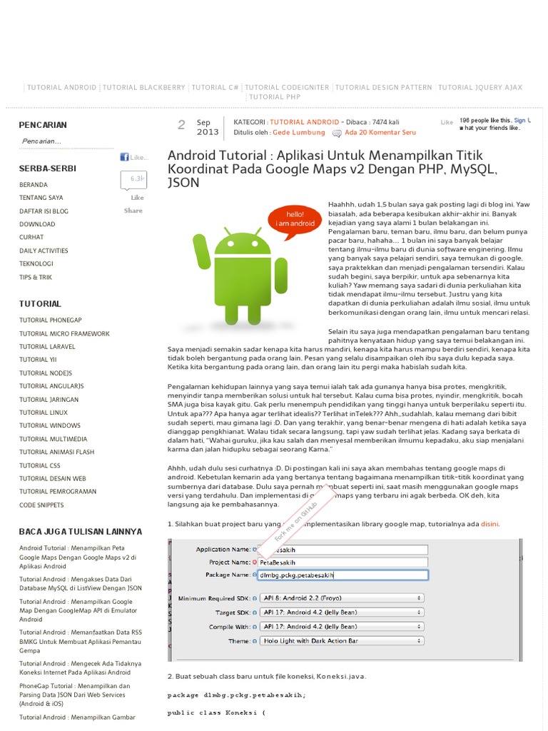 Android Tutorial - Aplikasi Untuk Menampilkan Titik Koordinat Pada Google Maps v2 Dengan PHP ...