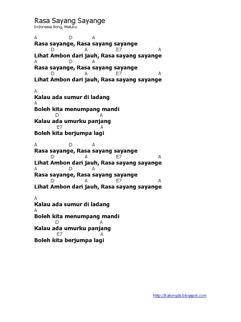 Lirik dan Chord Rasa Sayang Sayange | PDF