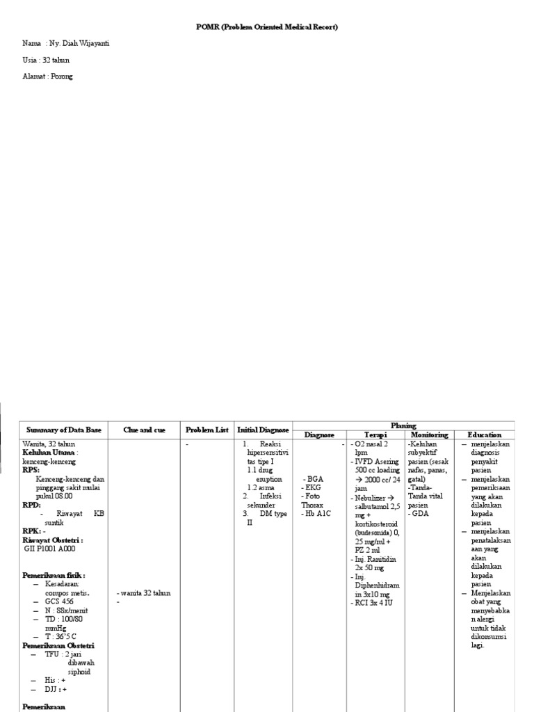 Contoh POMR 1 Obgyn | PDF