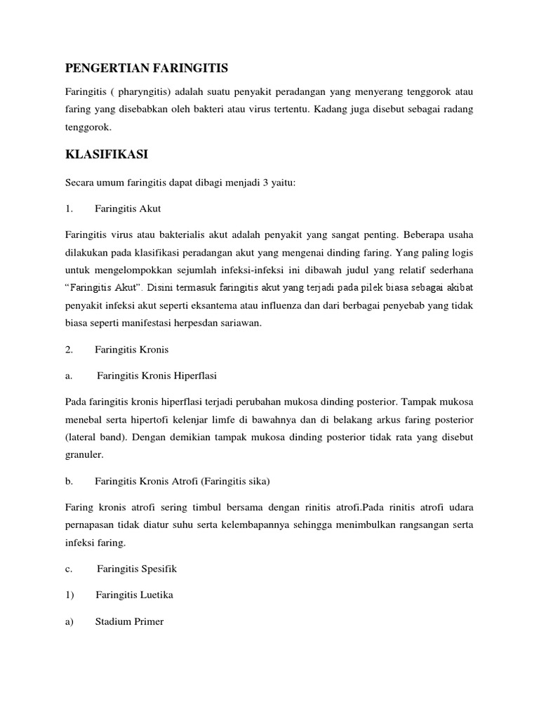 Panduan Lengkap Faringitis | PDF