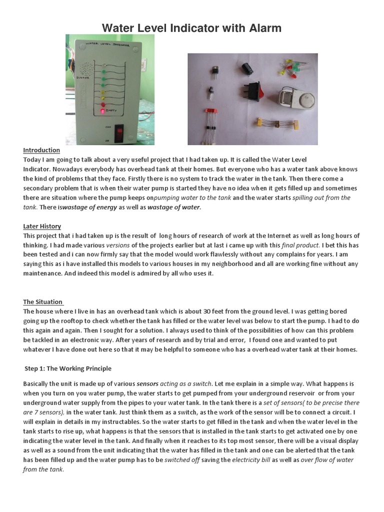 Water Level Indicator With Alarm | PDF | Electrical Connector | Light ...