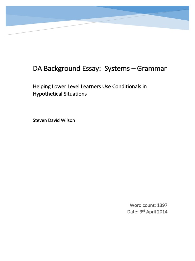 DA Background Essay Conditionals | PDF | Semantics | Syntactic ...