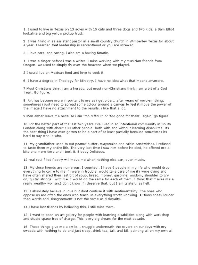 25 Random Facts About Me That Make Me Who I Am. | PDF