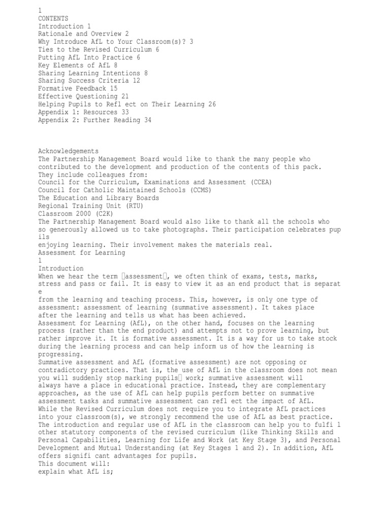 Assessment For Learning Download Free Pdf Educational Assessment