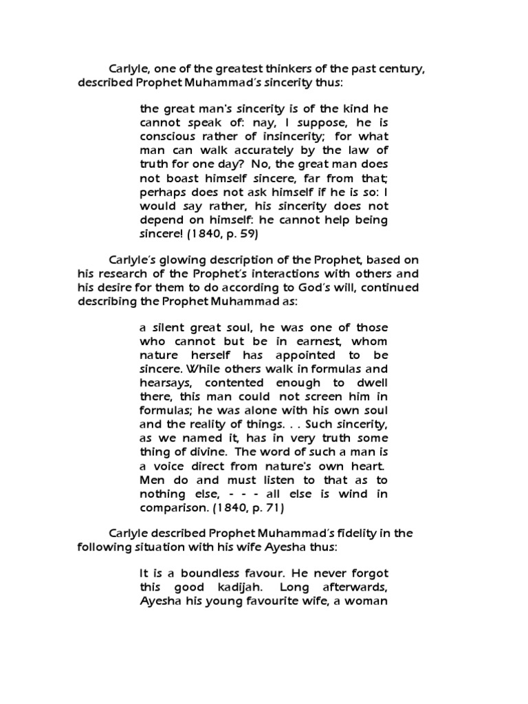 Carlyle's Insights on Prophet Muhammad | PDF | Thomas Carlyle | Muhammad