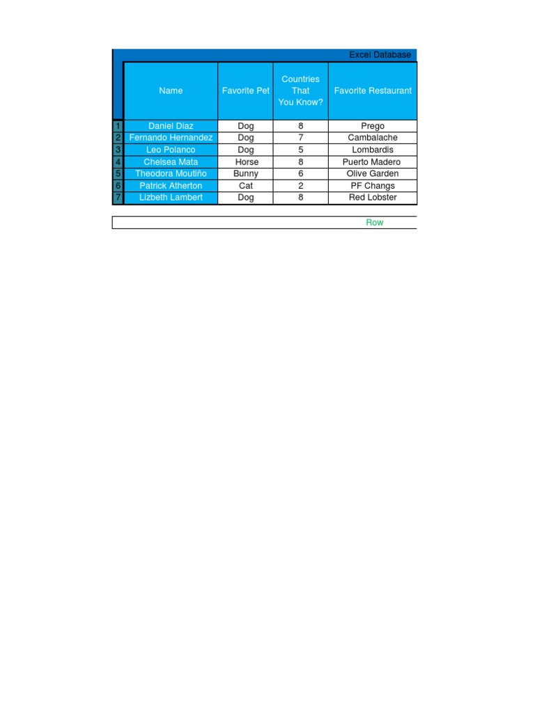 Excel Database | PDF