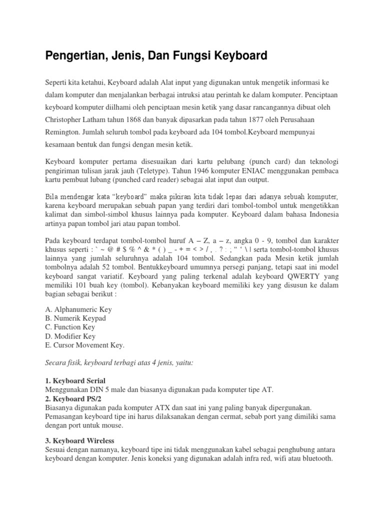 Jenis Jenis Keyboard | PDF
