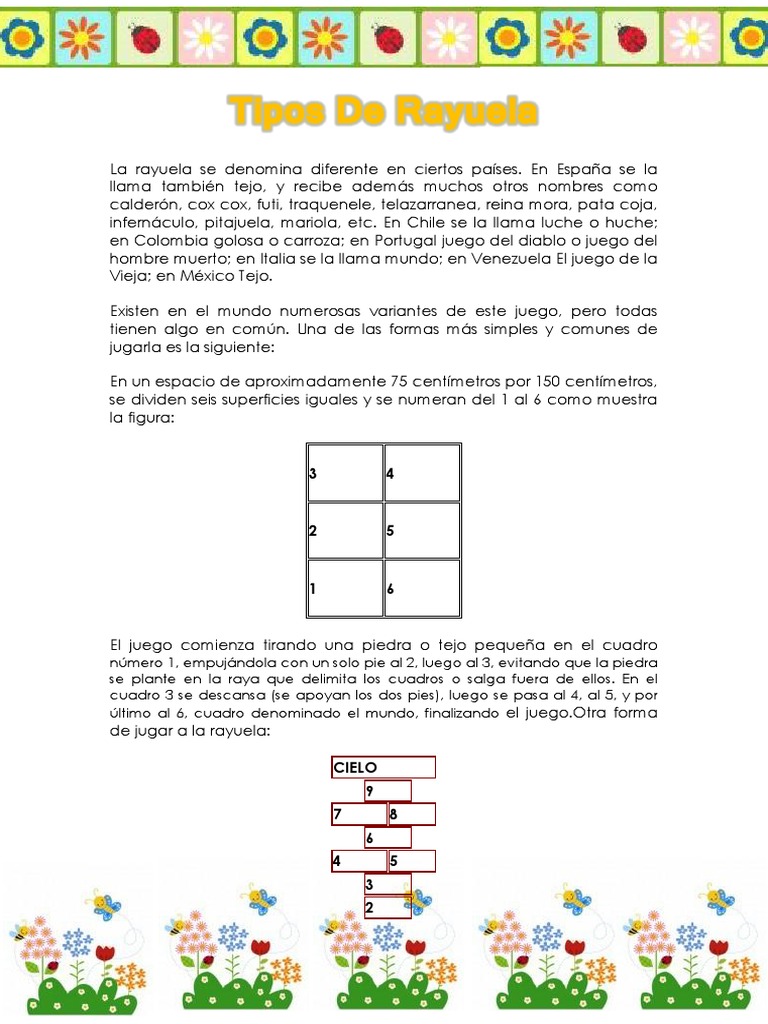 Tipos de Rayuela | PDF | Actividades de ocio | Deportes