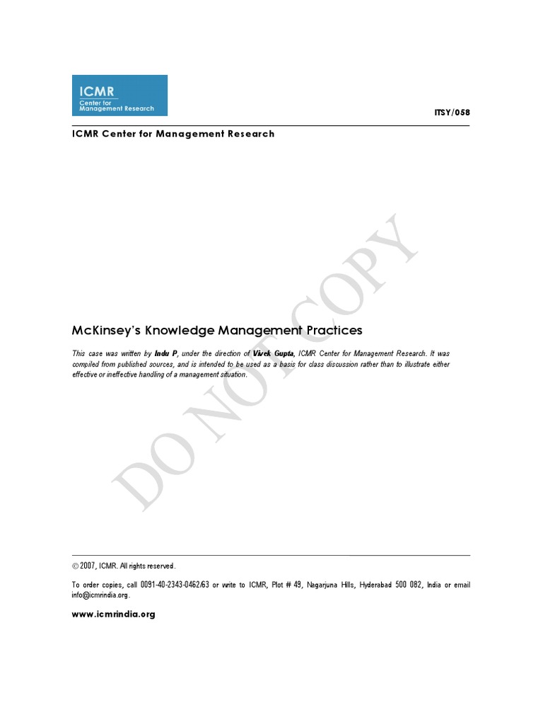 McKinsey Knowledge Management | Download Free PDF | Mc Kinsey & Company ...