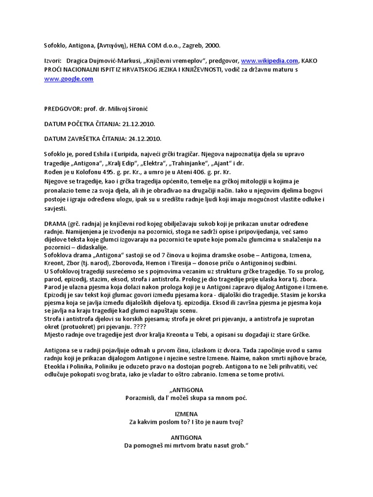 Sofoklo, Antigona | PDF