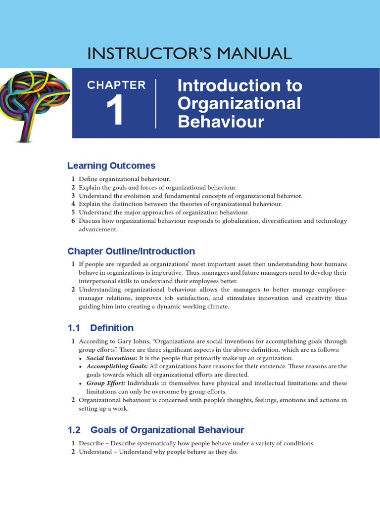 Instructor's Manual - Chapter 1 | PDF | Organizational Behavior ...