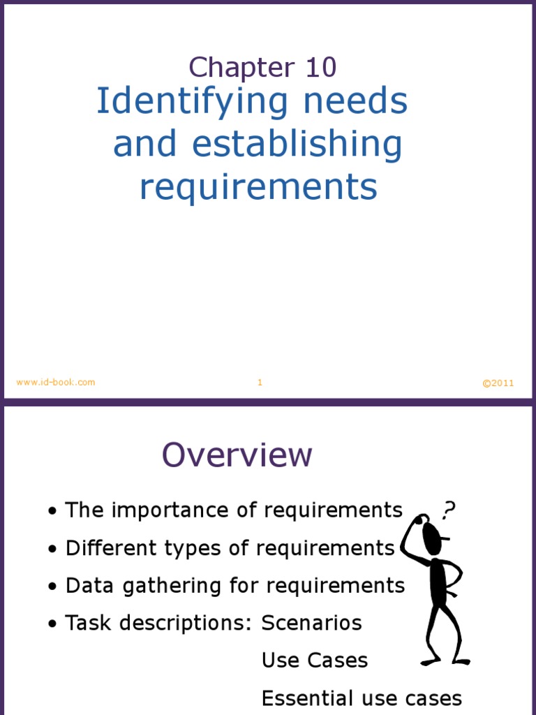 Identifying Needs and Establishing Requirements | PDF | Use Case | Data