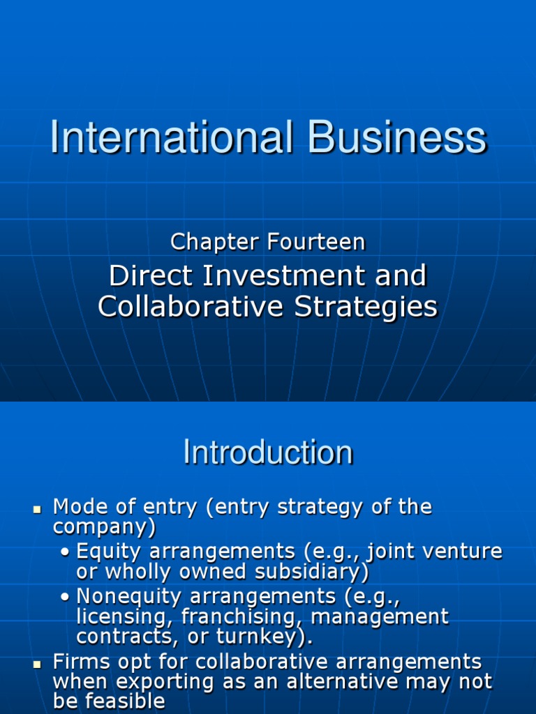 Ch14 Direct Investment and Collaborative Strategies | PDF | Franchising ...