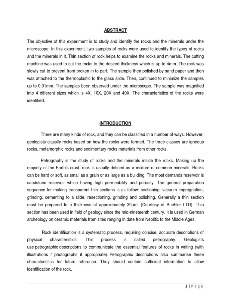 Identifying Rocks and Minerals Under a Microscope | PDF | Clastic Rock ...