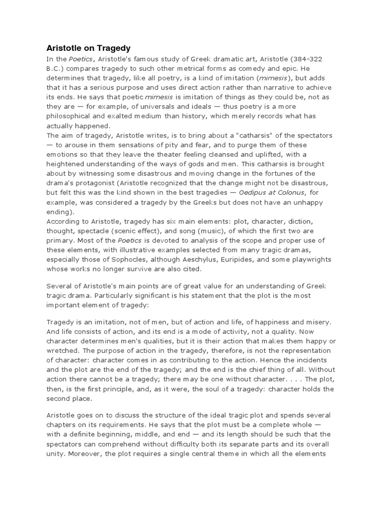 Aristotle On Tragedy | Download Free PDF | Tragedy | Plot (Narrative)
