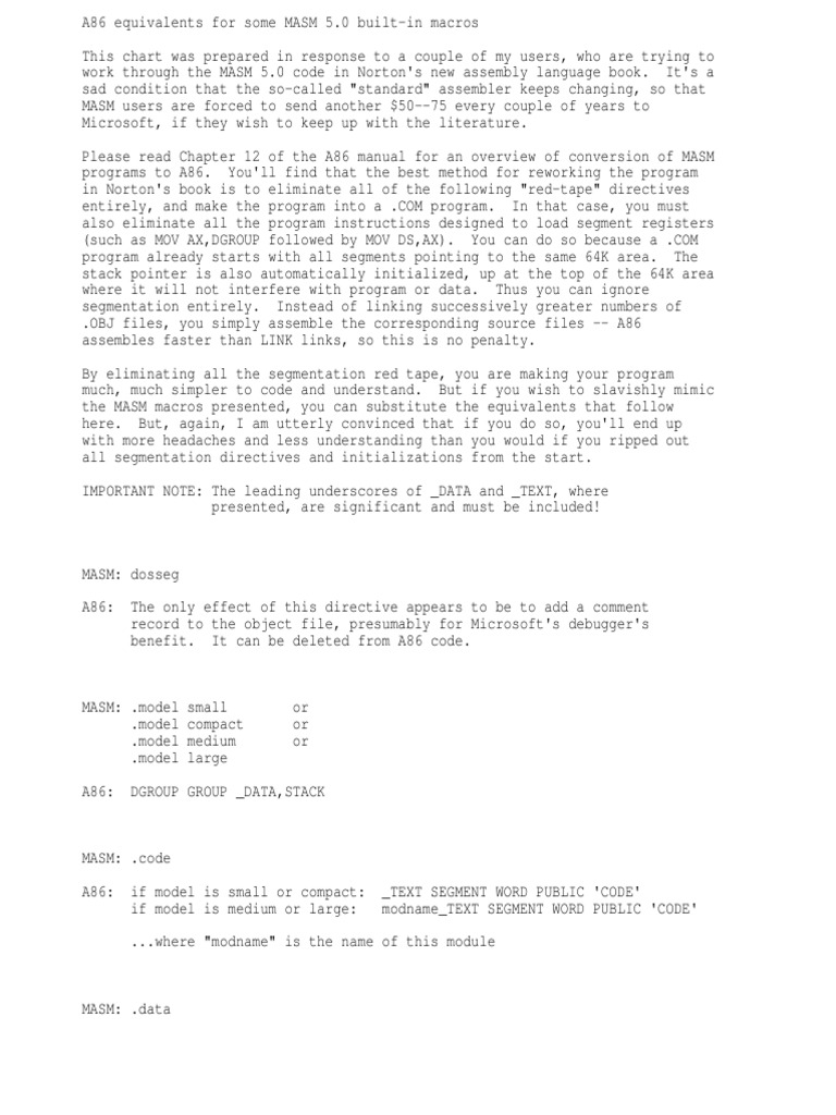 Masm 50 | PDF | Assembly Language | Software Engineering