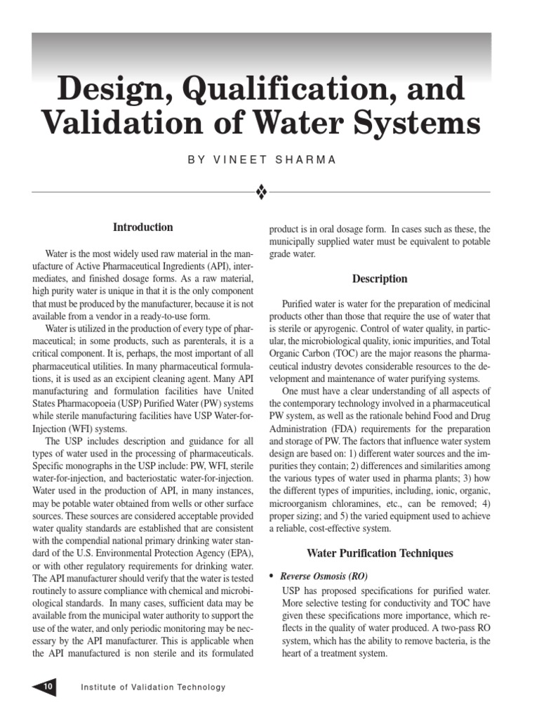Pharmaceutical Water System Validation | PDF | Membrane | Carbon Dioxide