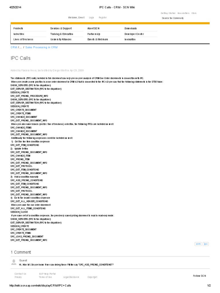Ipc Calls - CRM - SCN Wiki | PDF