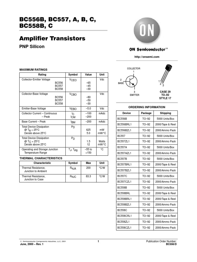 BC556B, BC557, A, B, C, BC558B, C | PDF | Technology & Engineering