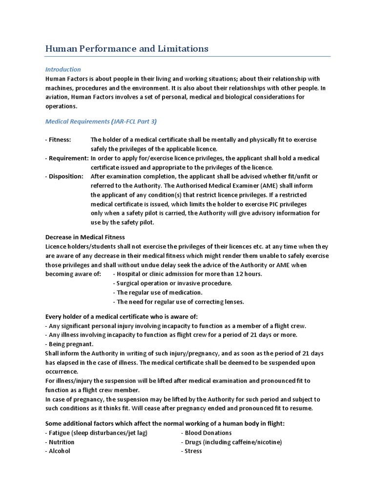 Human Performance in Aviation Safety | PDF | Myocardial Infarction ...
