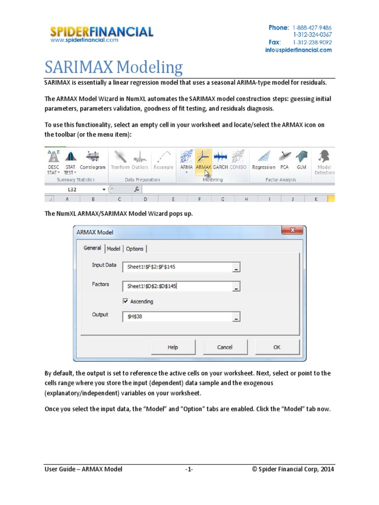 SARIMAX Modeling & Forecast in Excel | PDF