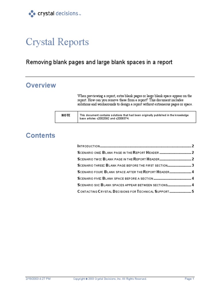 Removing Blank Pages and Large Blank Spaces in A Report CR - Remove ...